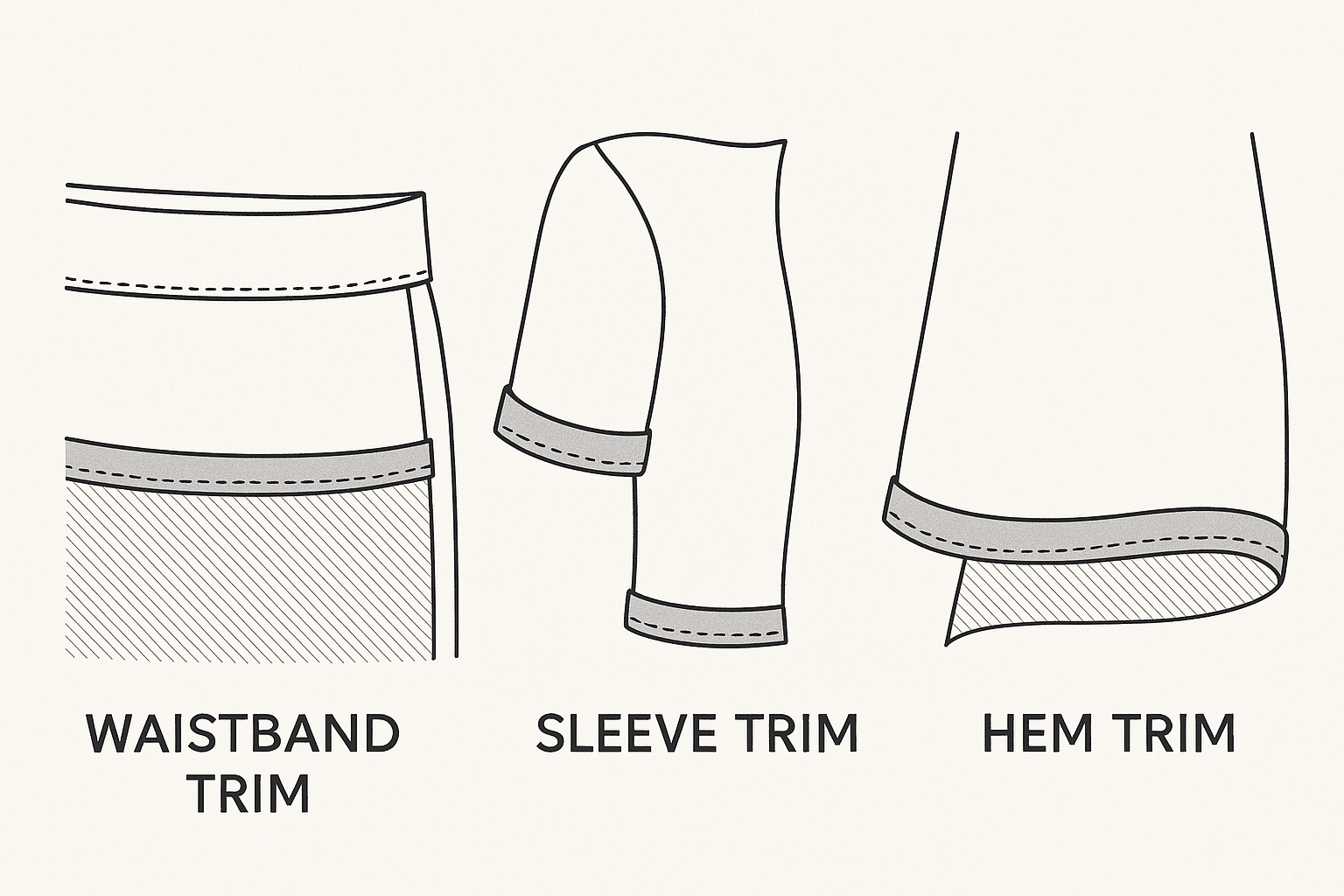 Trims in Garment Construction: Edge Finishing for Waistbands & Sleeves