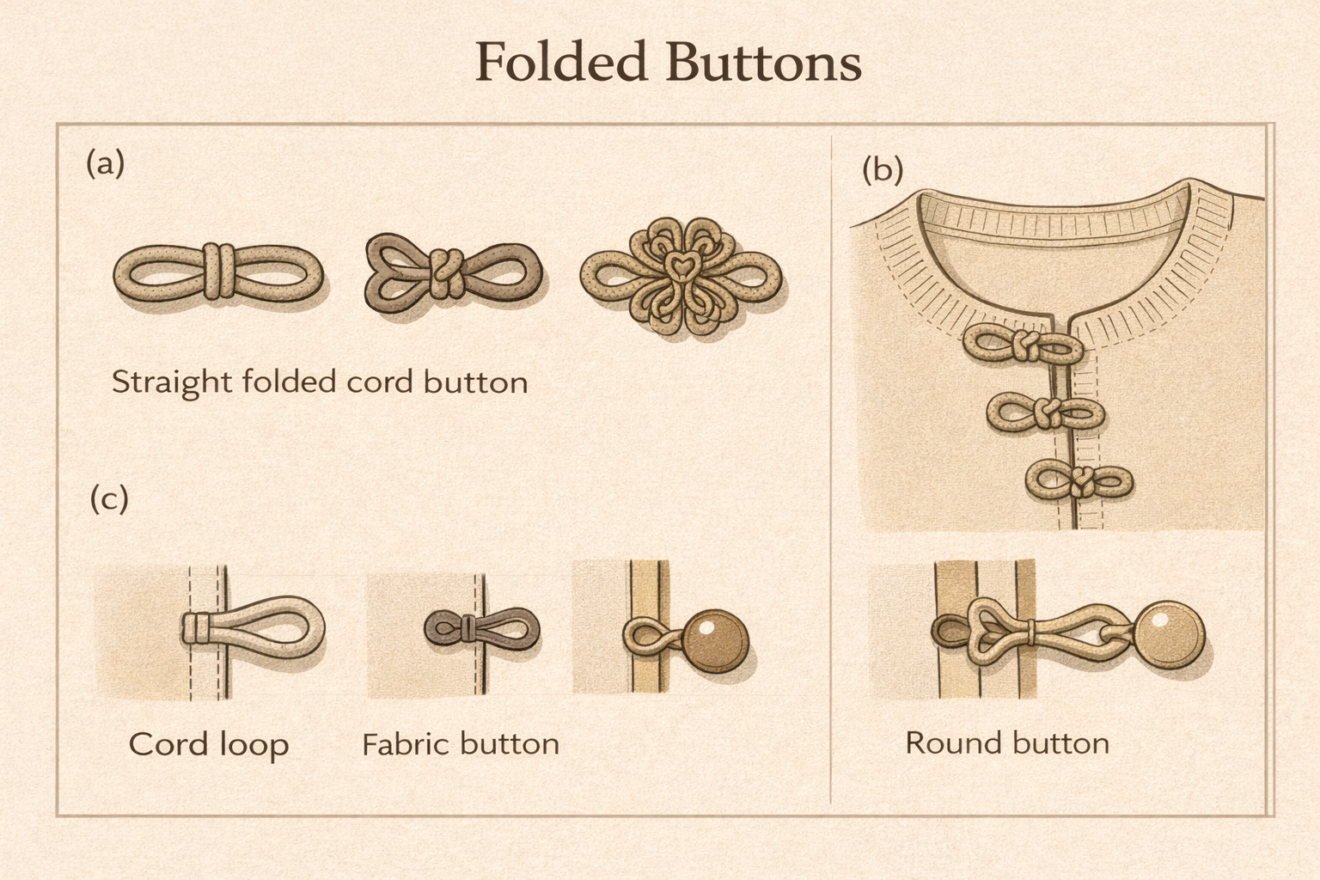 Folded Buttons in Traditional and Modern Garment Design